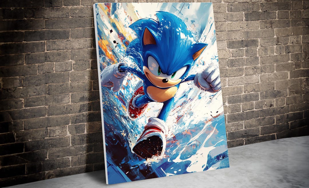 Sonic the Hedgehog Watercolor Canvas Art, Video Game Poster - Etsy