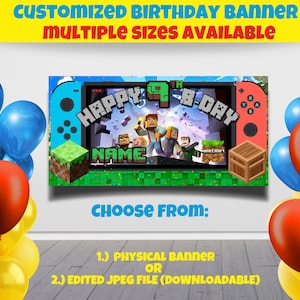 Minecraft Birthday Banner - Etsy