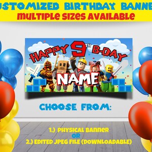 Roblox Birthday Banner Custom Name & Age – Party Decoration ...
