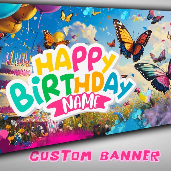 Butterfly Birthday Banner - Etsy