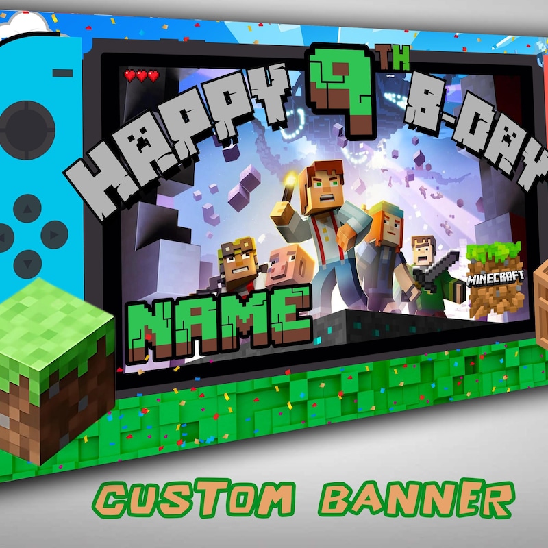 Minecraft birthday banner - Etsy