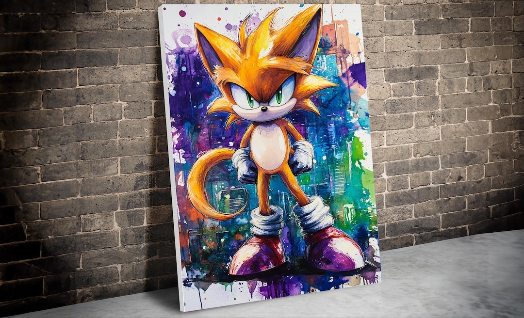 Tails Watercolor Canvas, Tails Gift, Tails Art, Tails Poster, Miles Art ...