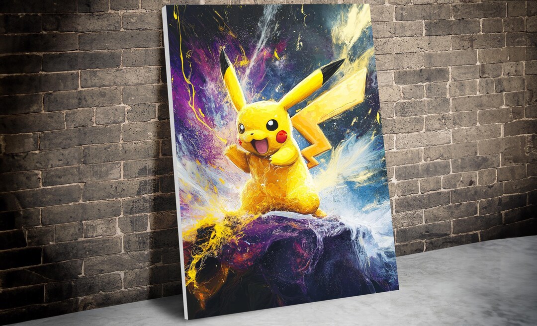 Pikachu Watercolor Canvas, Pikachu Gift, Pikachu Art, Pikachu Poster ...