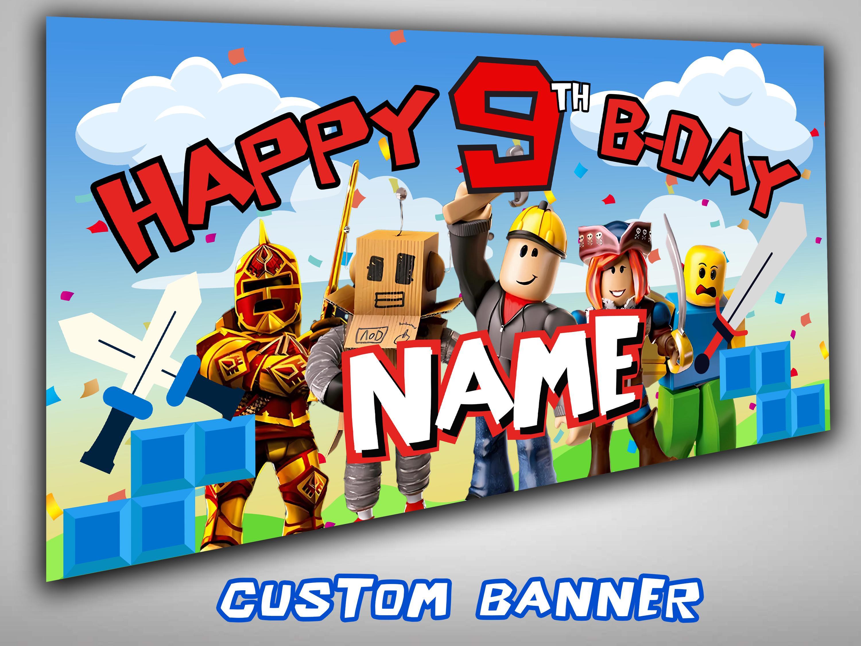 Roblox Birthday Banner Custom Name & Age – Party Decoration ...