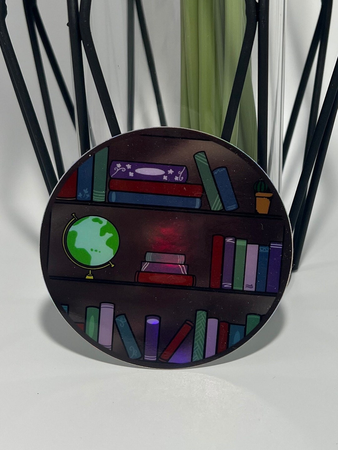 Holographic Bookcase Circle Stickers - Etsy