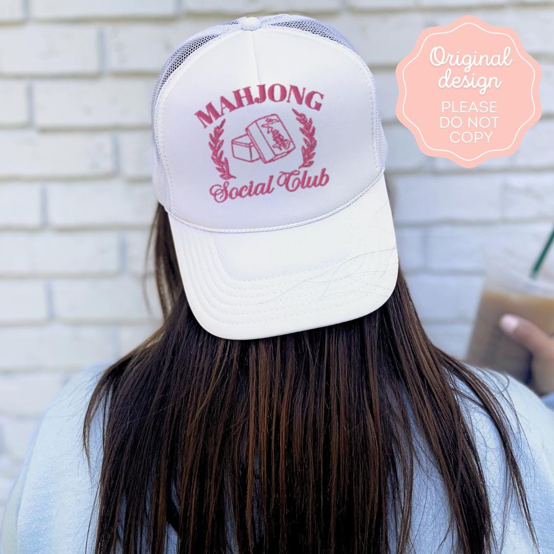 Embroidered Mahjong Hat Trucker Hat Mahjong Gift Mahjong Hat Mahjong ...
