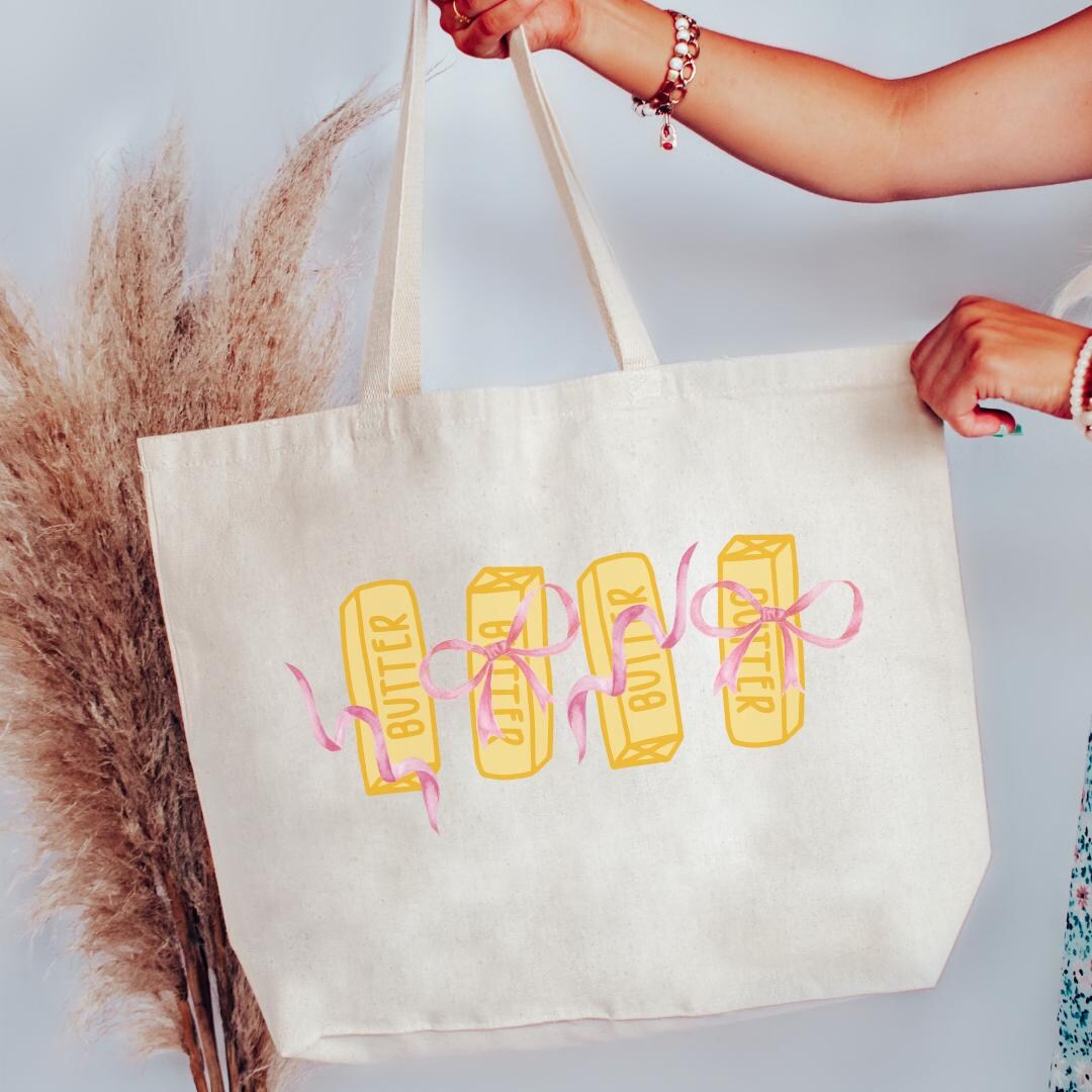 Butter Tote Bag, Coquette Butter Tote Bag, Oversized Canvas Tote ...