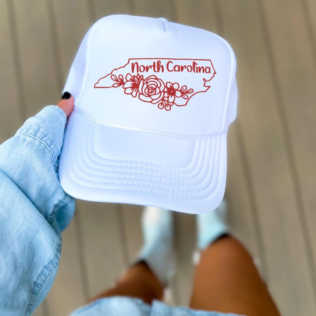 NC Strong Trucker Hat North Carolina Embroidered Hat North Carolina State Floral Hat Gifts for ...