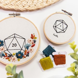DND Floral D20 Embroidery Design | RPG Embroidery Pattern | Dice Set ...