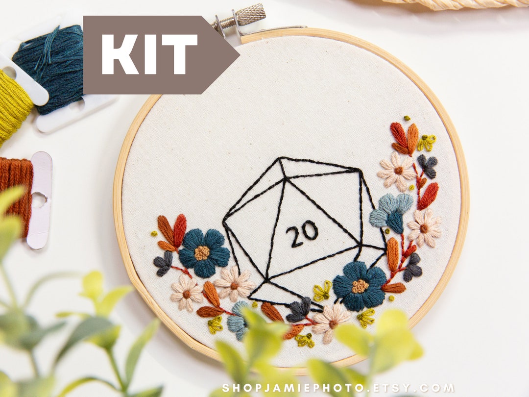 DND Floral D20 Embroidery KIT Baldur's Gate 3, Pattern, RPG, BG3, Dice ...
