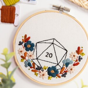 DND Floral D20 Embroidery Design | RPG Embroidery Pattern | Dice Set ...