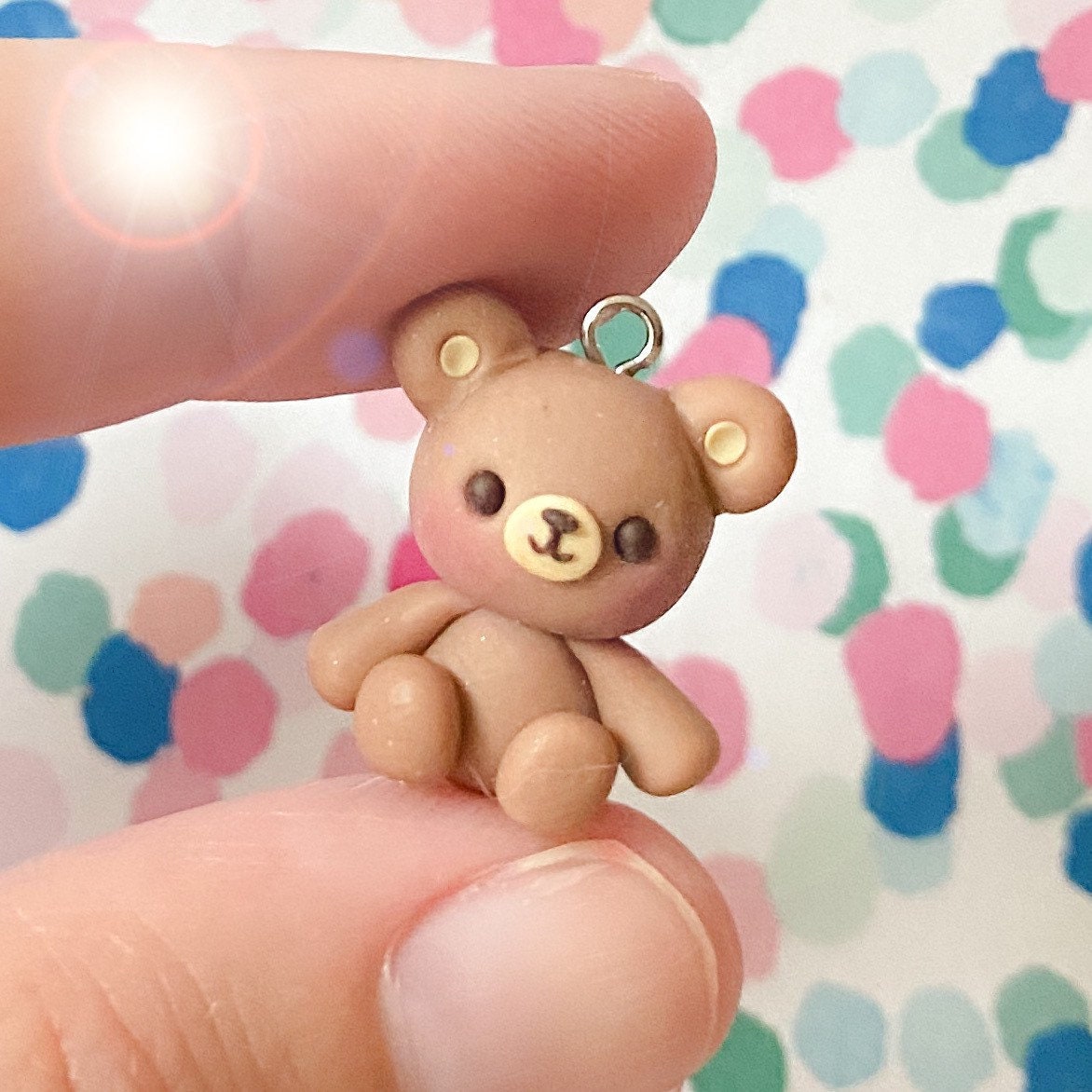 Teddy Bear Charm- Polymer Clay Charm- Stitch Marker - Etsy