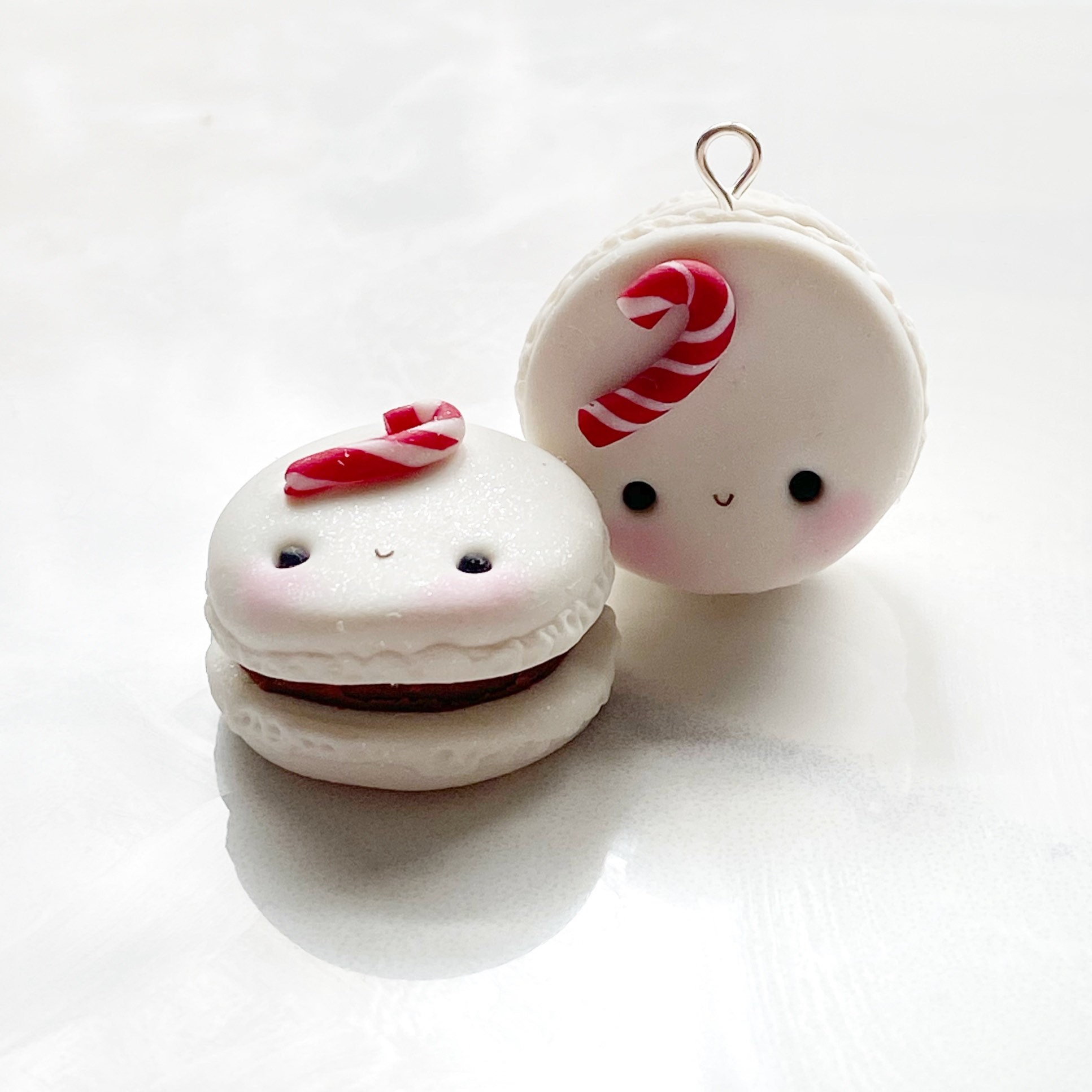 Candy Cane Mocha Kawaii Macaron Polymer Clay Charm Stitch - Etsy