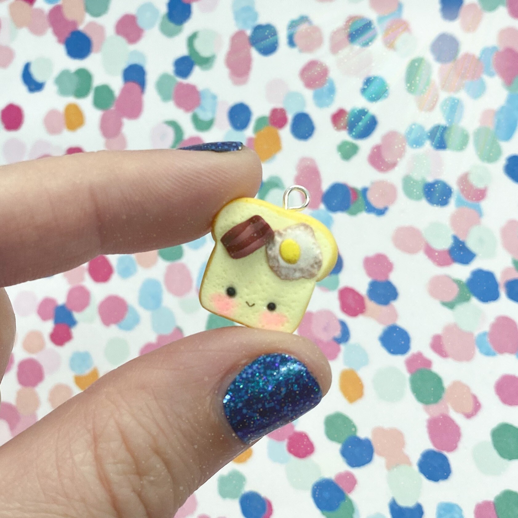 Kawaii Bacon/Egg Toast Polymer Clay Charms | Etsy