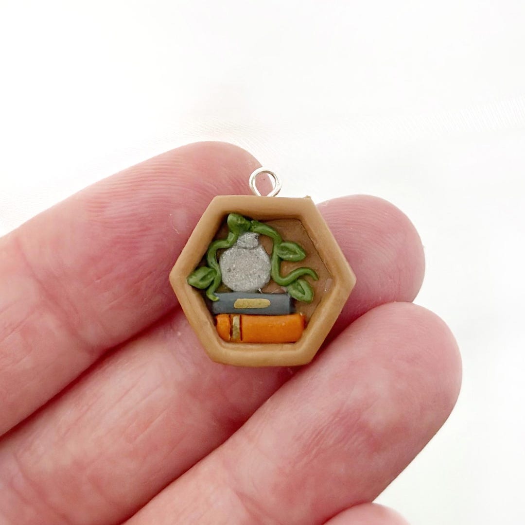 Cozy Plant Bookshelf Clay Charm Bookcase- Polymer Clay Charm- Stitch ...
