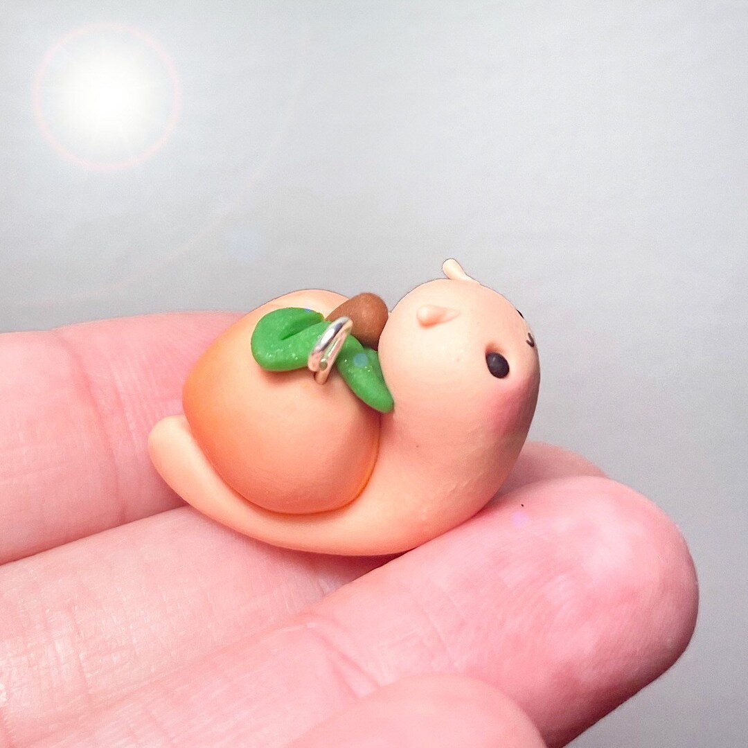 Peach Snail Kawaii Charm Polymer Clay Charm Stitch Marker - Etsy