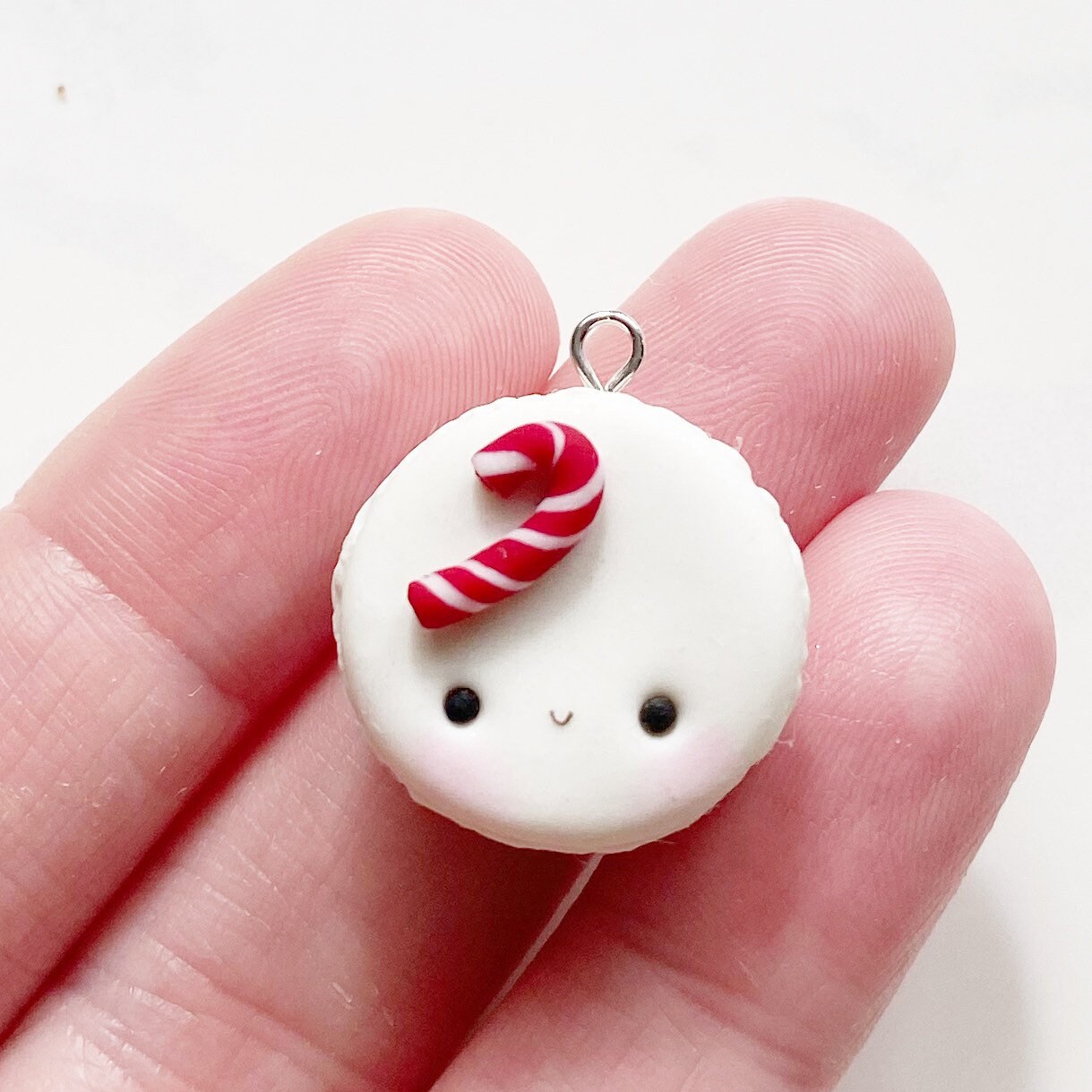 Candy Cane Mocha Kawaii Macaron- Polymer Clay Charm- Stitch Marker - Etsy