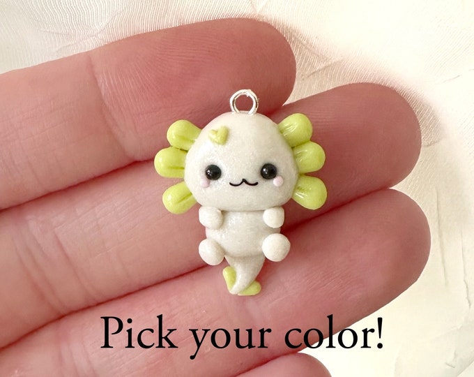 Axolotl Kawaii Charm Polymer Clay Charm Stitch Marker - Etsy