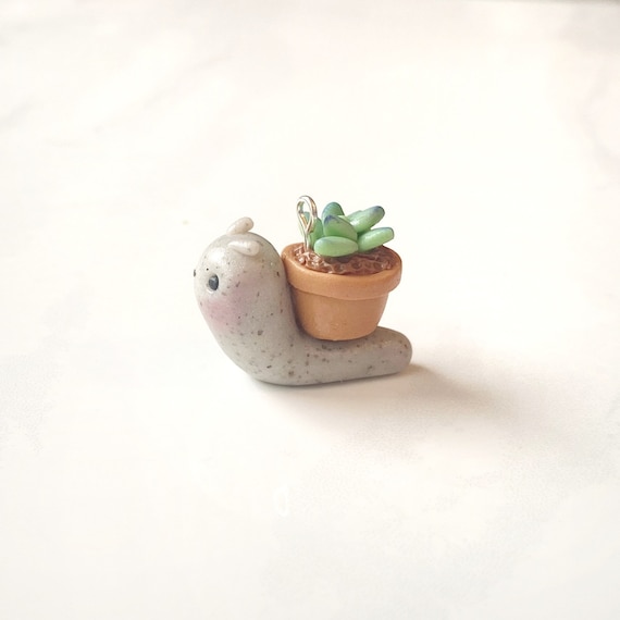 Potted Succulent Snail Kawaii Polymer Clay Charms Stitch - Etsy