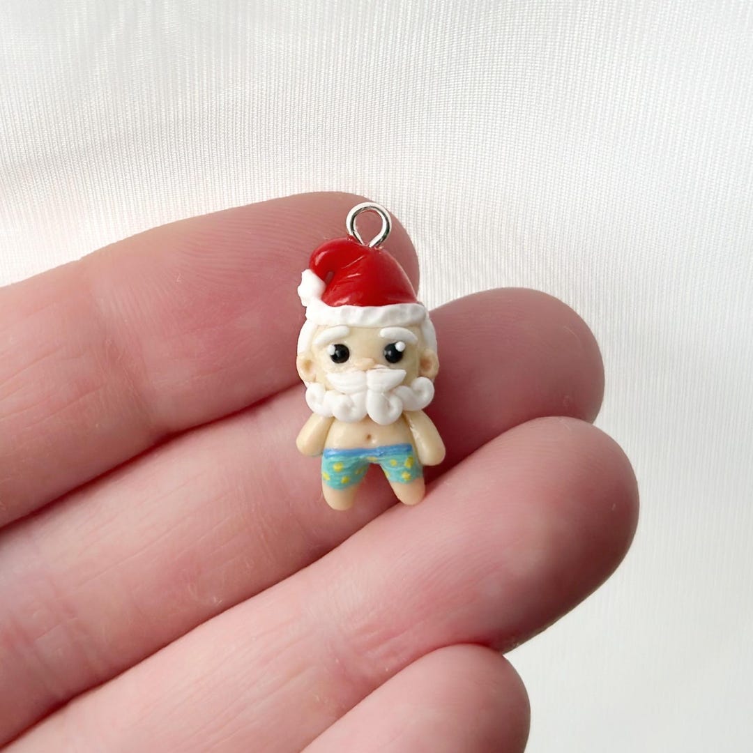 Christmas in July Santa in Bathing Suit Clay Charm- Polymer Clay Charm ...