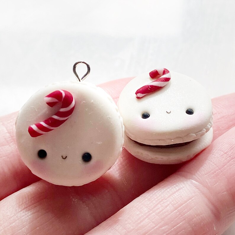 Candy Cane Mocha Kawaii Macaron Polymer Clay Charm Stitch - Etsy