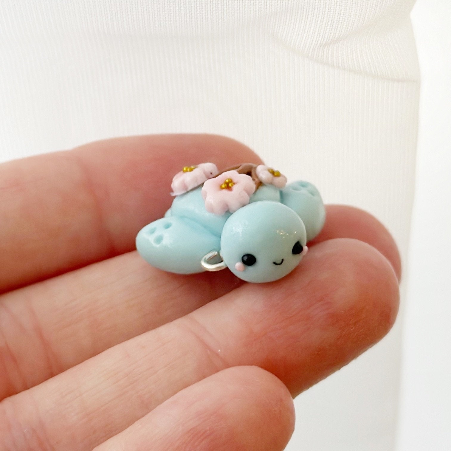 Sakura Cherry Blossom Kawaii Turtle-polymer Clay Charm- Stitch Marker ...