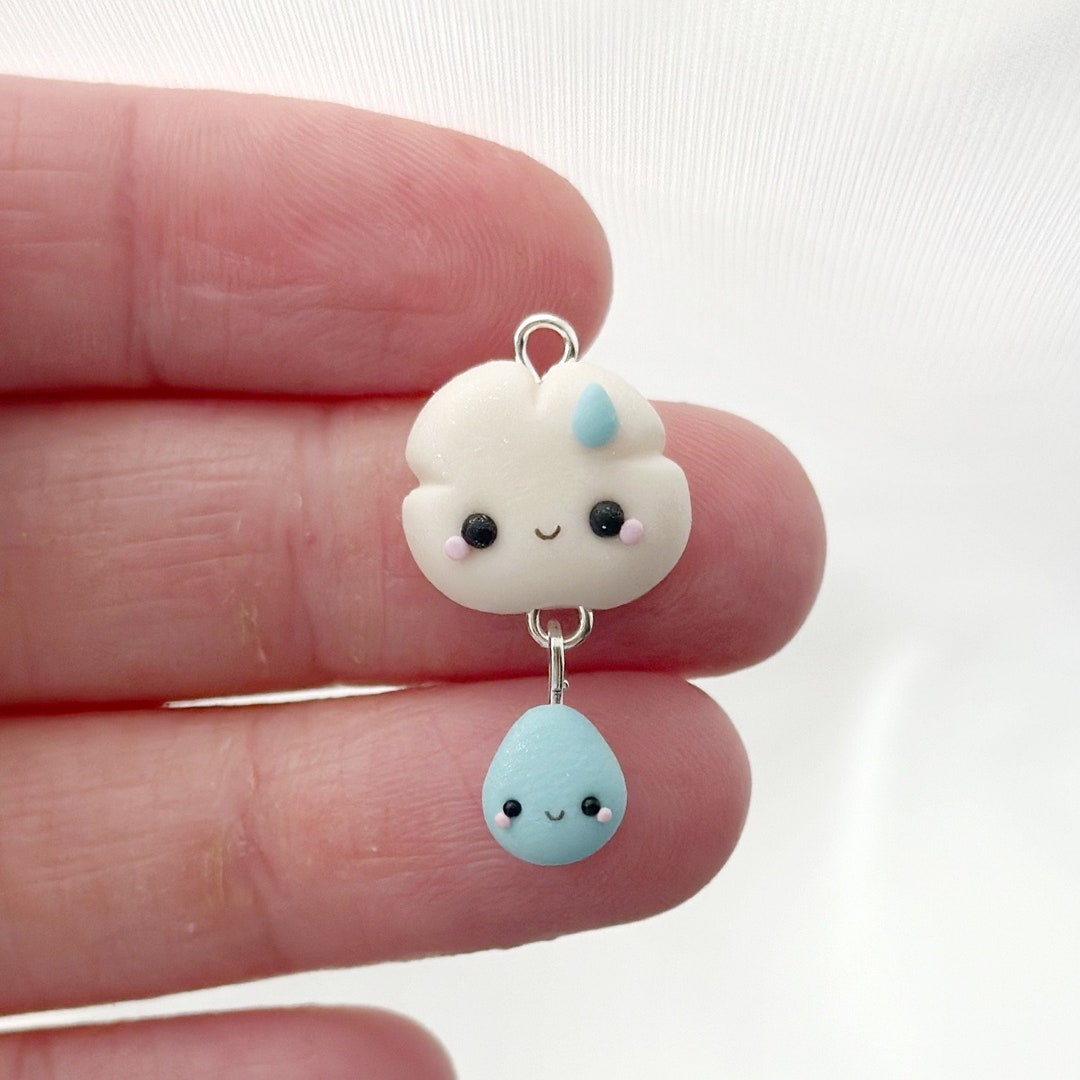 Rain Cloud Dangle Clay Charm- Polymer Clay Charm- Stitch Marker - Etsy