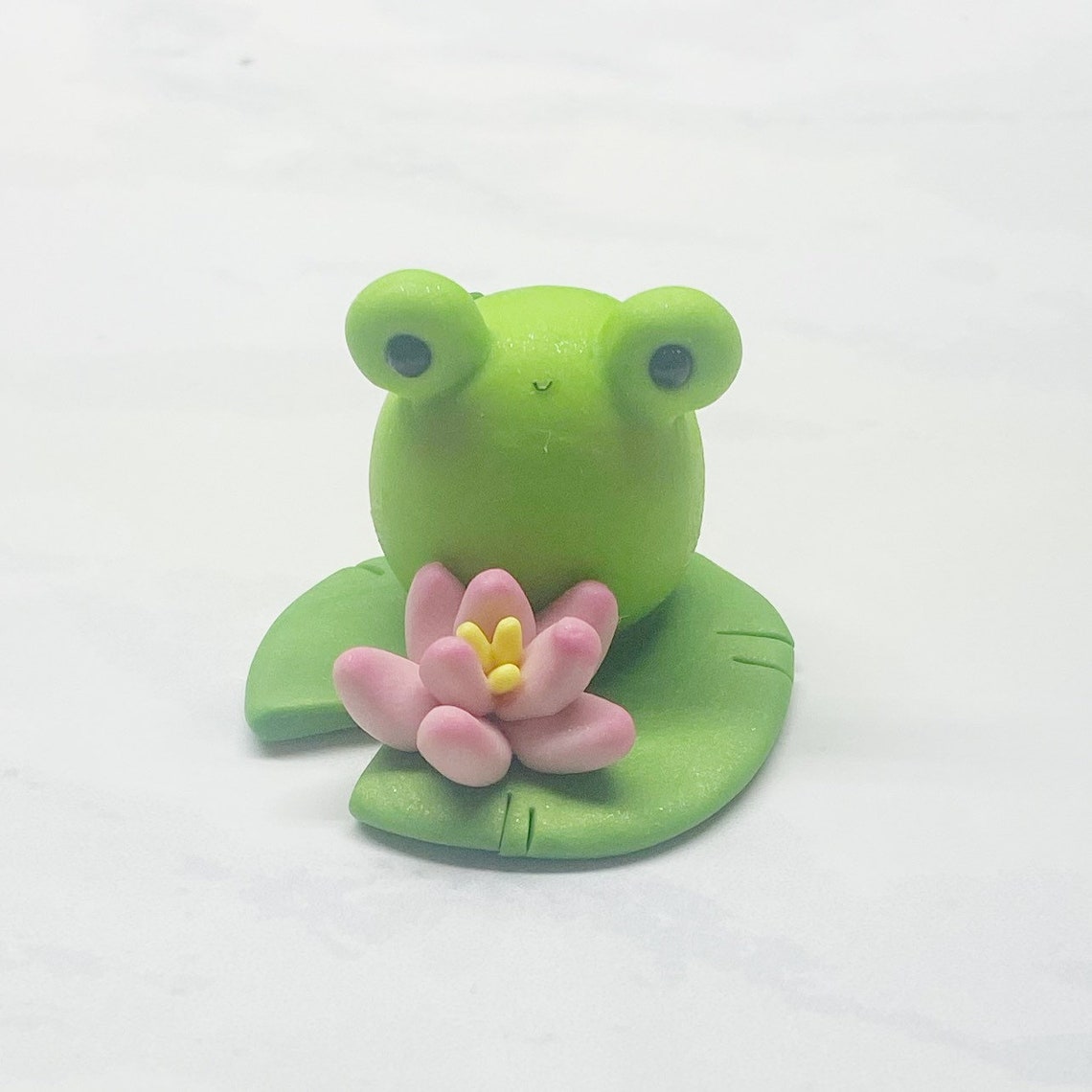 Frog Lily Pad Clay Figurine Polymer Clay Figurine Kawaii - Etsy