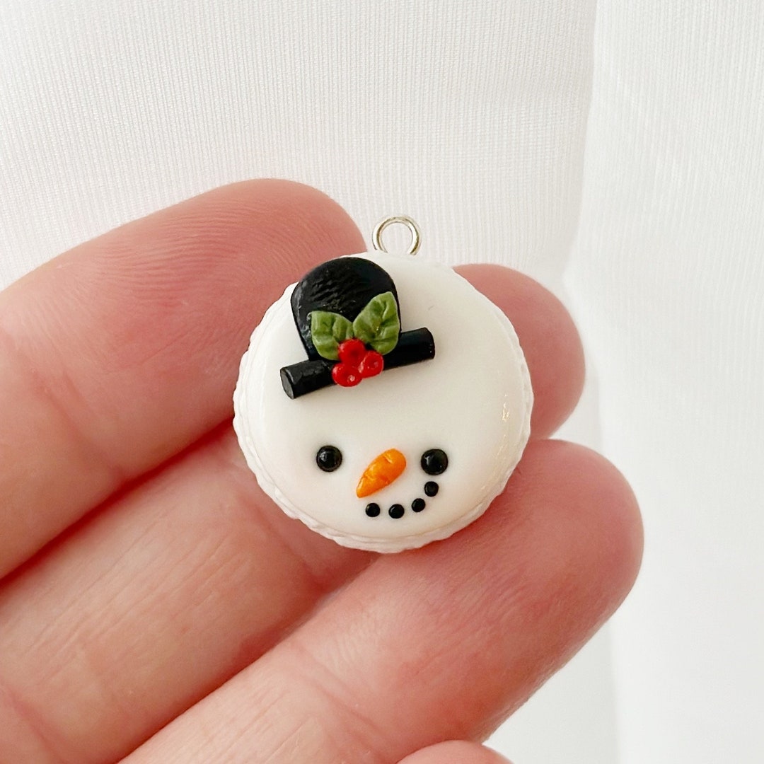 Snowman Macaron- Polymer Clay Macaroon Charm- Stitch Marker - Etsy