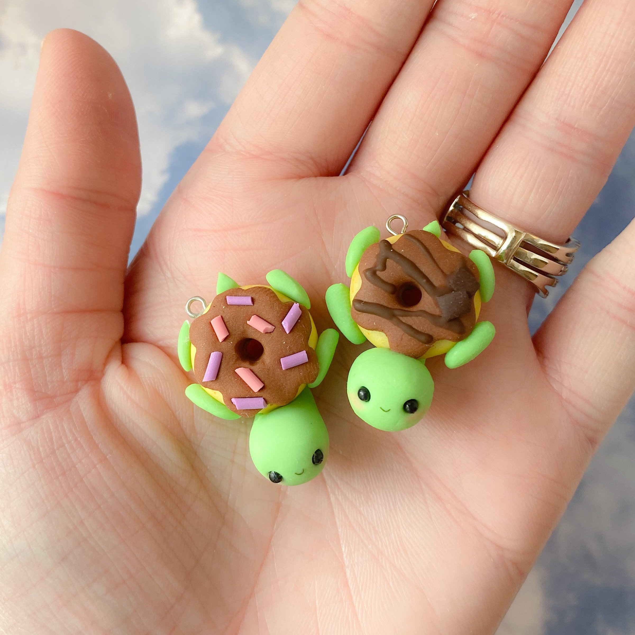 Mini Turtle Donuts-kawaii Charms-polymer Clay Turtles-stitch | Etsy