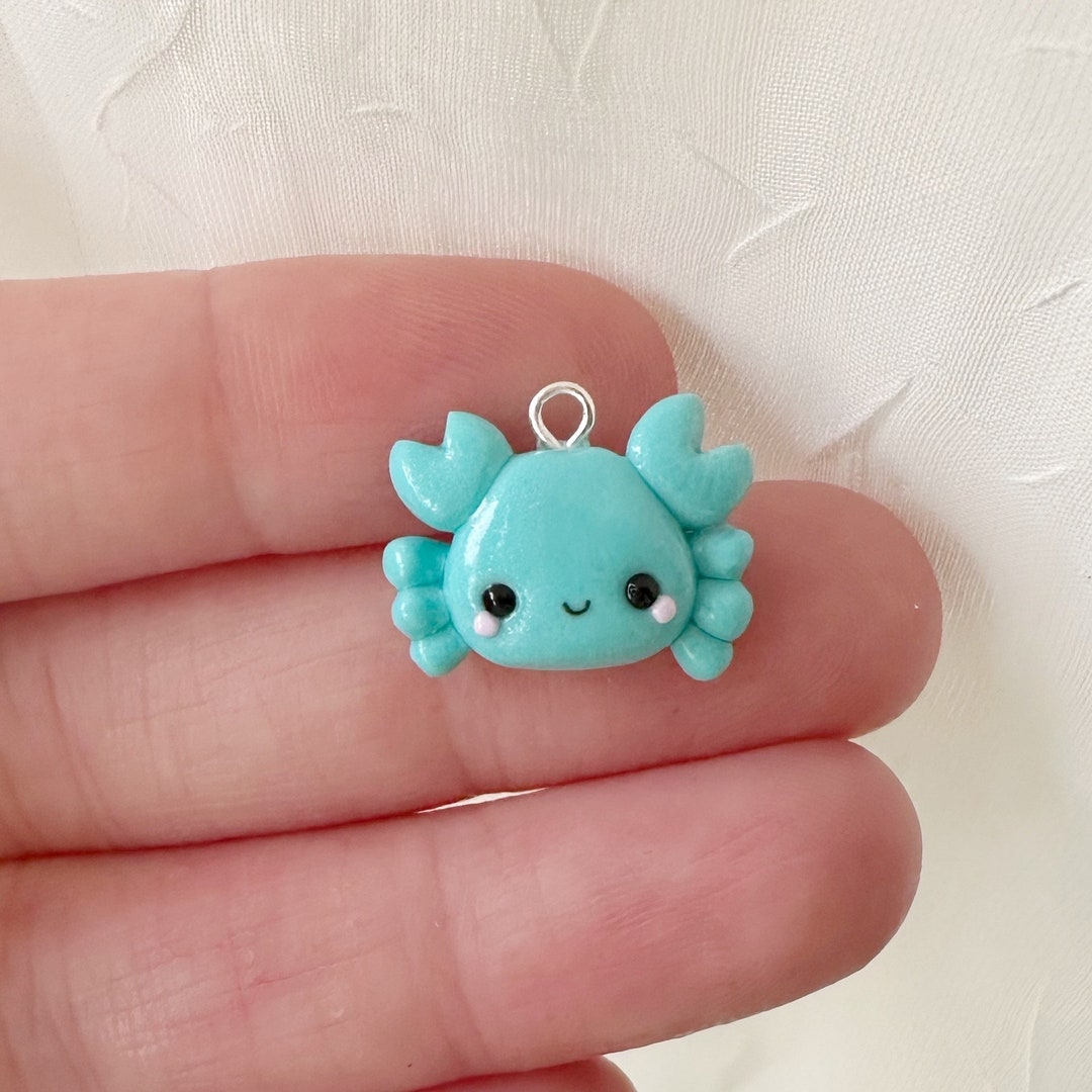 Teal Crab Kawaii Charm- Polymer Clay Charm- Stitch Marker - Etsy