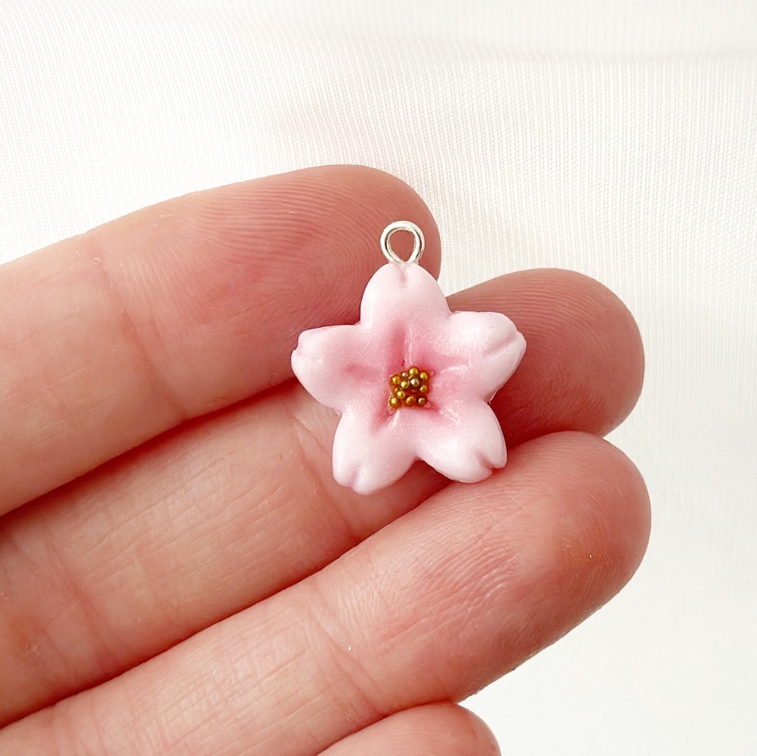 Sakura Cherry Blossom Flower Clay Charm- Polymer Clay Charm- Stitch ...