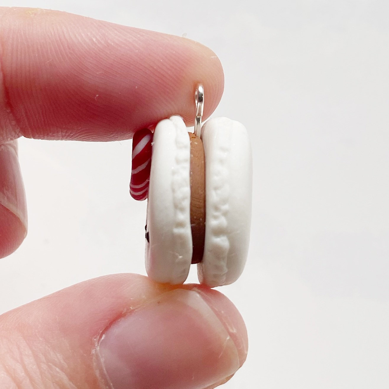 Candy Cane Mocha Kawaii Macaron- Polymer Clay Charm- Stitch Marker - Etsy