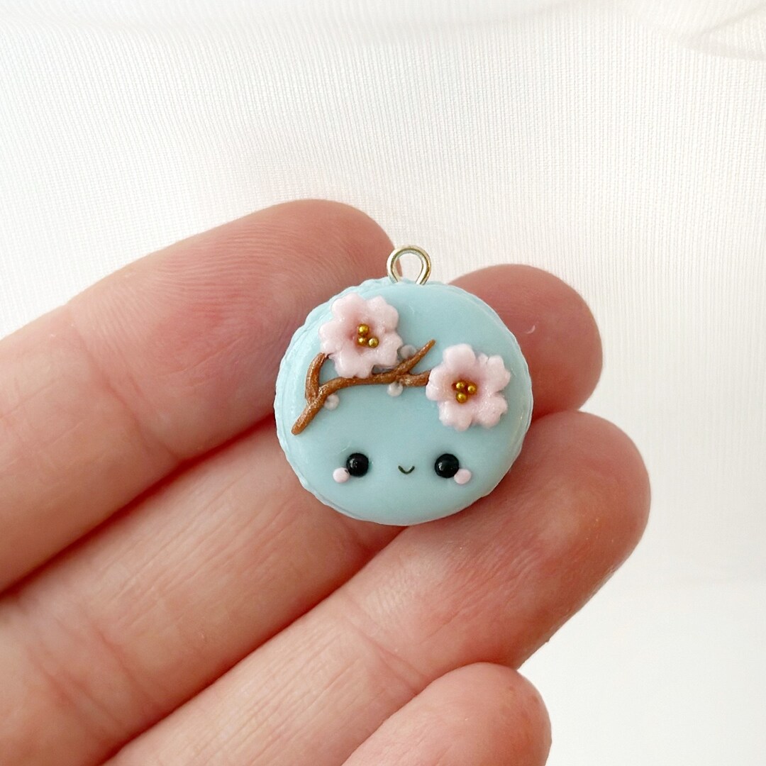 Sakura Cherry Blossom Macaron- Polymer Clay Macaroon Charm- Stitch ...