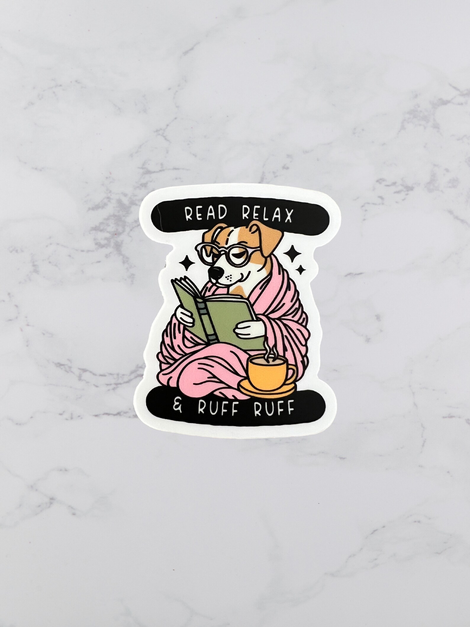 2 Inch Read Relax and Ruff Ruff Dog Book Reading Sticker - Etsy