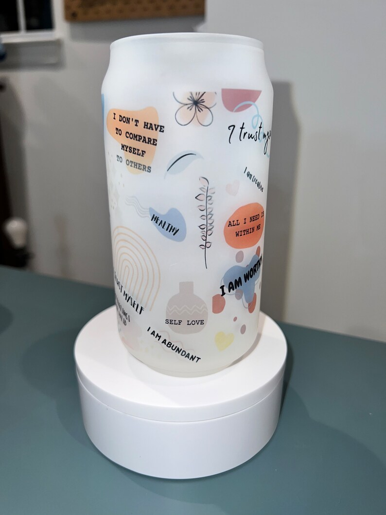 Affirmation Iced Coffee Cup Motivational Cup Frosted Glass Etsy