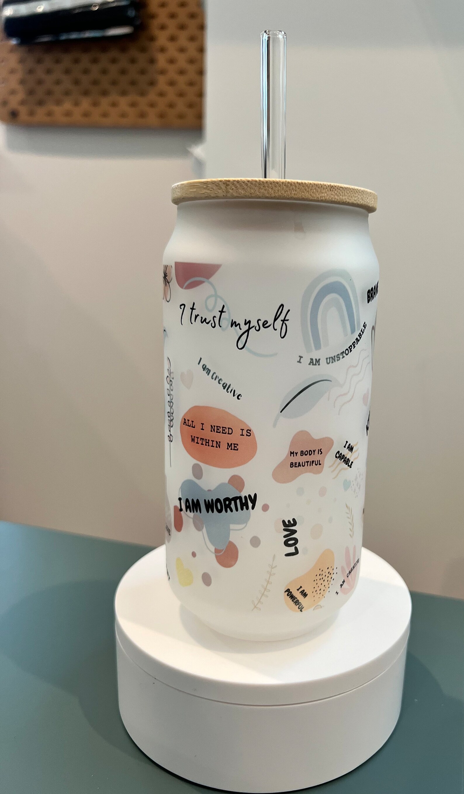 Affirmation Iced Coffee Cup Motivational Cup Frosted Glass - Etsy