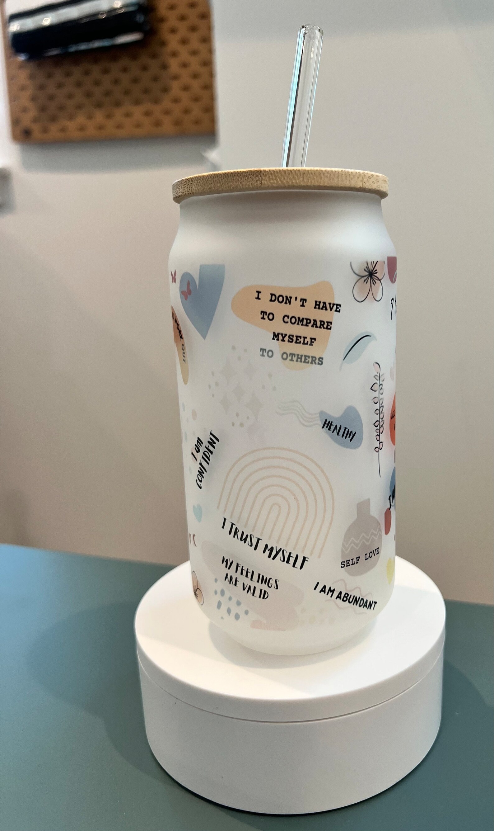 Affirmation Iced Coffee Cup Motivational Cup Frosted Glass - Etsy