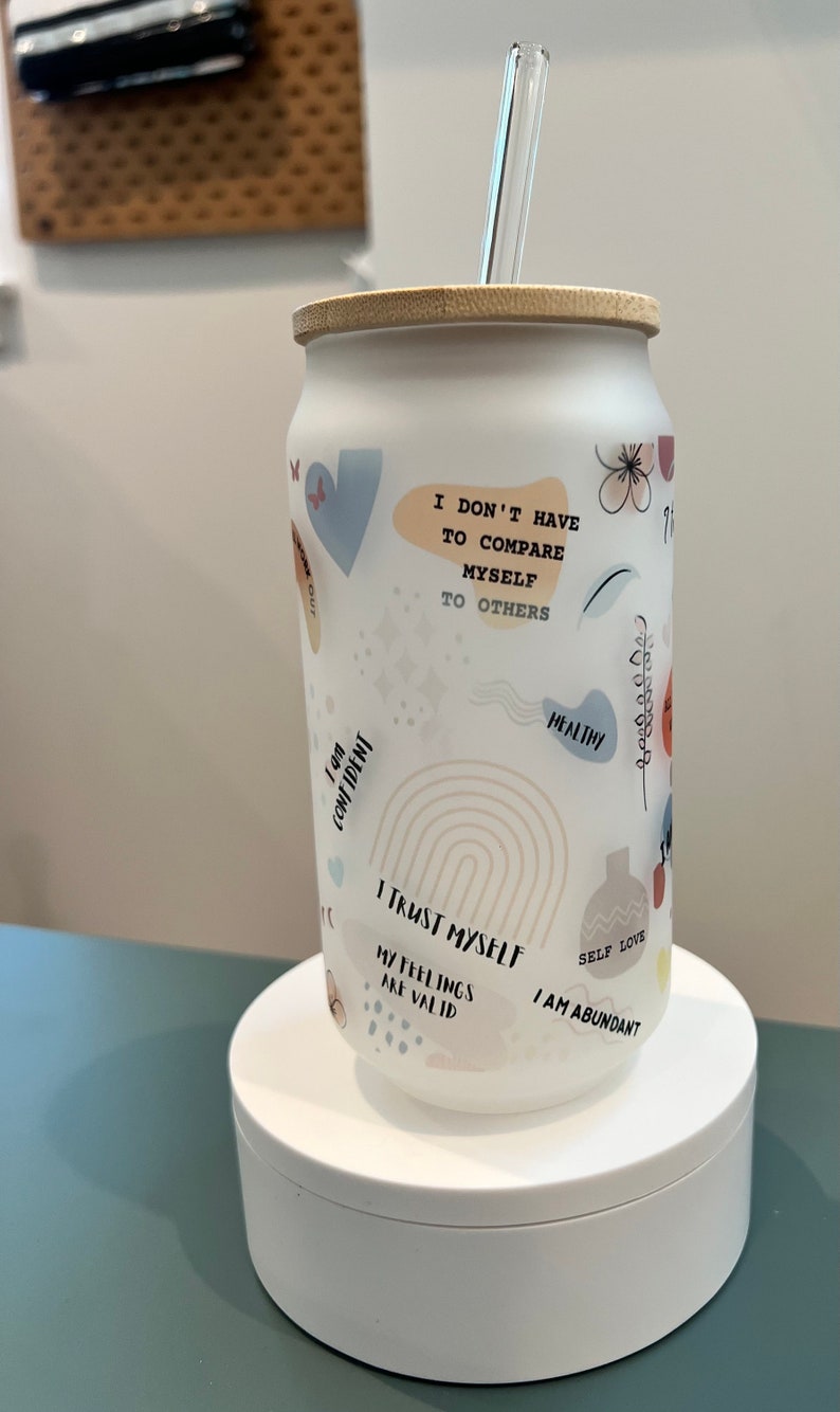 Affirmation Iced Coffee Cup Motivational Cup Frosted Glass Etsy