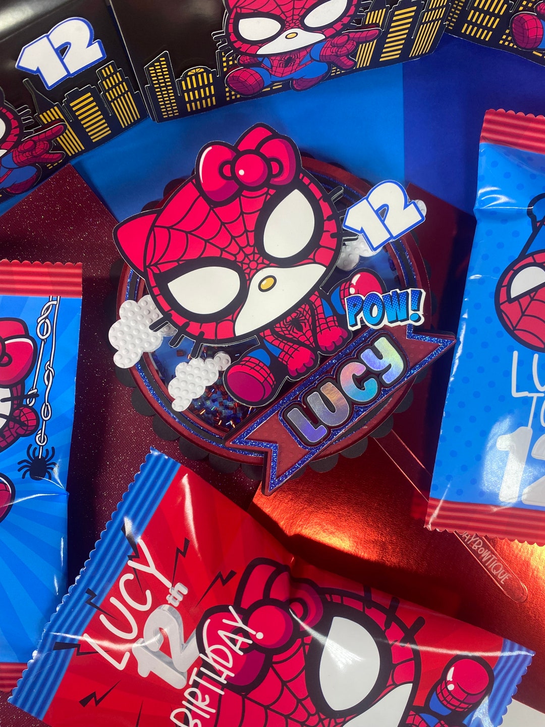 Hello Kitty Spiderman Cake Topper, Custom Birthday Party Decor - Etsy