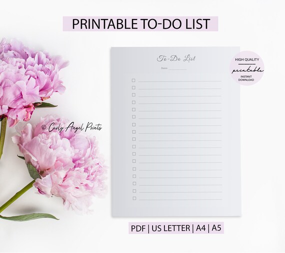 Printable to Do List Instant Download Print at Home Simple | Etsy
