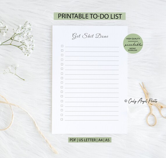 Get Shit Done Printable to Do List Instant Download Print at | Etsy