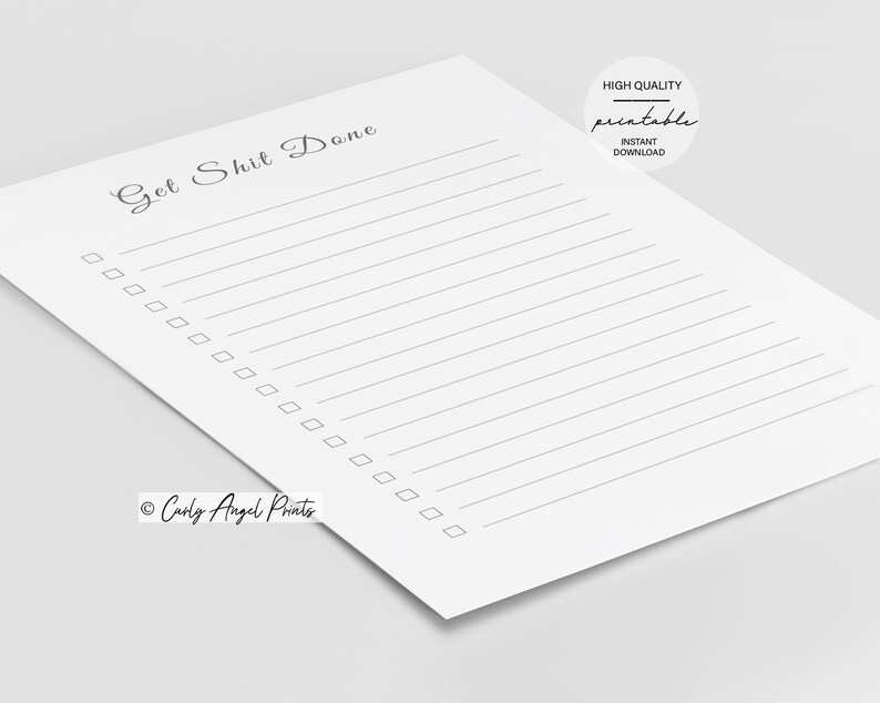 Get Shit Done Printable to Do List Instant Download Print at | Etsy