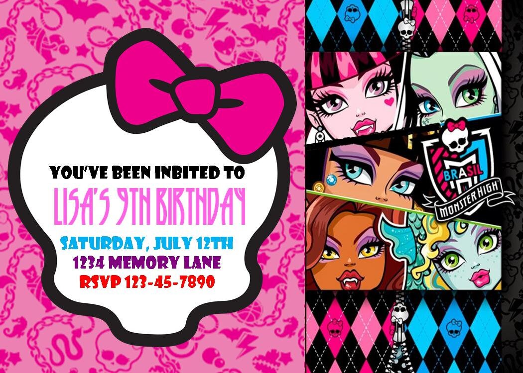 Monster High Birthday Card Template
