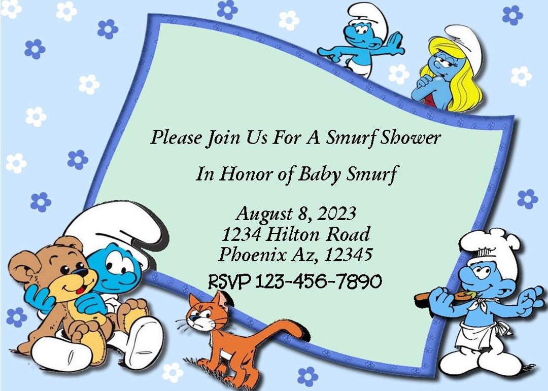 Smurfs Invite * Smurf Baby Shower * Smurf Birthday Party * Kids Smurf ...
