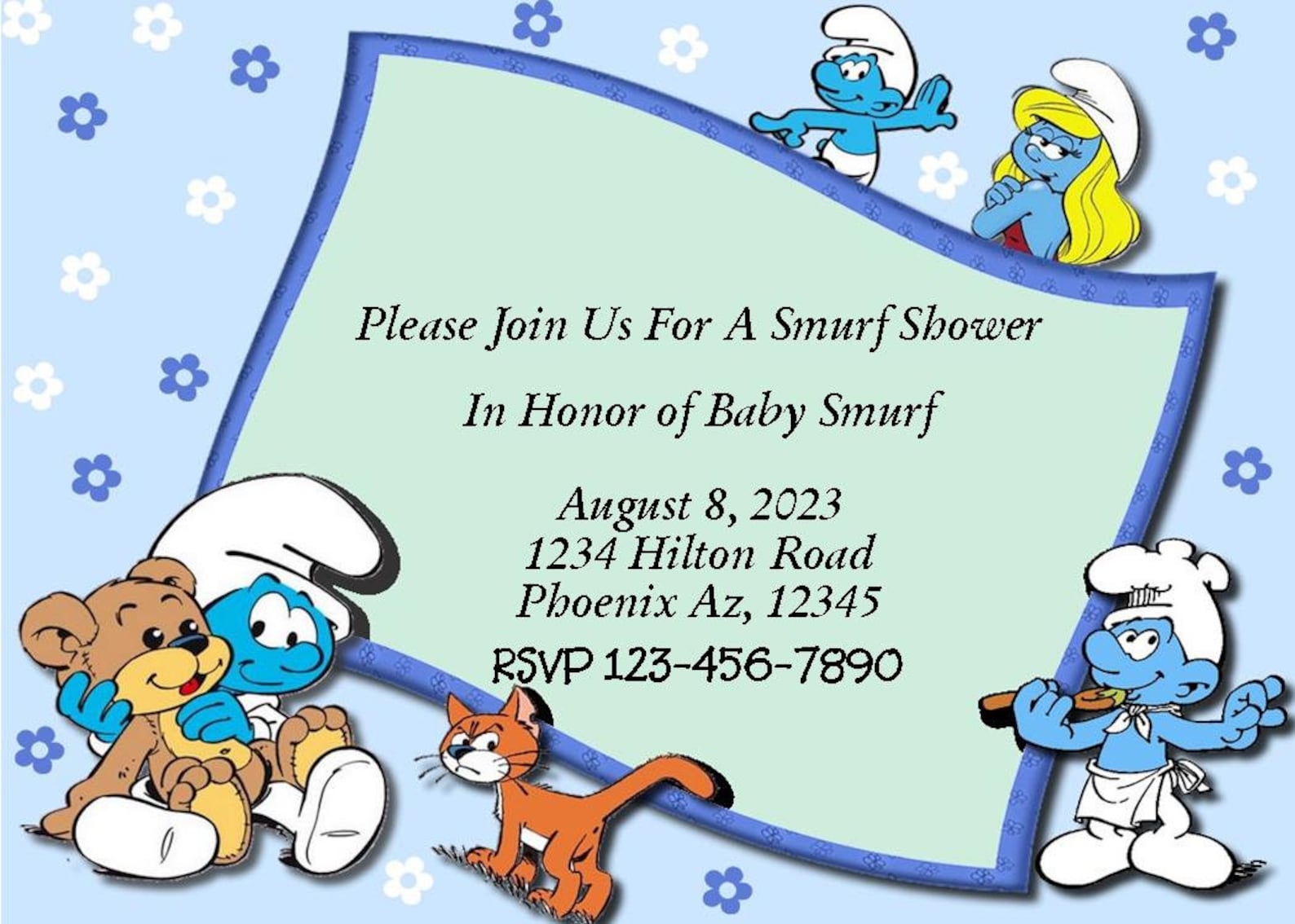 Smurfs Invite * Smurf Baby Shower * Smurf Birthday Party * Kids Smurf ...
