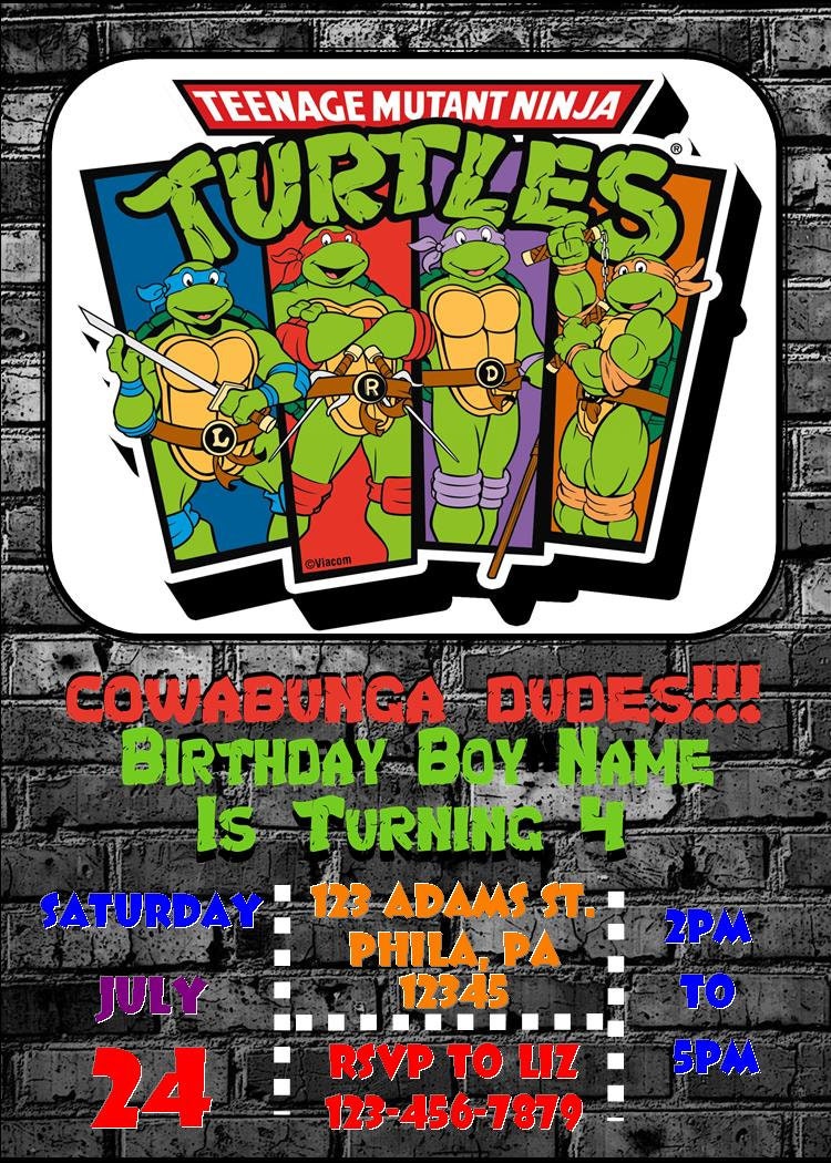 Ninja Turtles * Ninja Turtles Invitation * Ninja * Turtles * Party ...