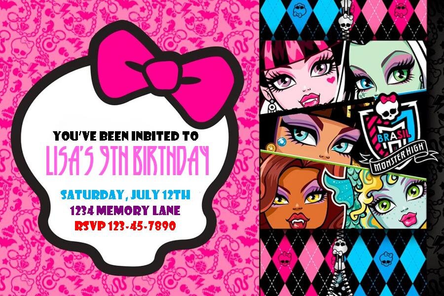 Monster High Birthday Invitations