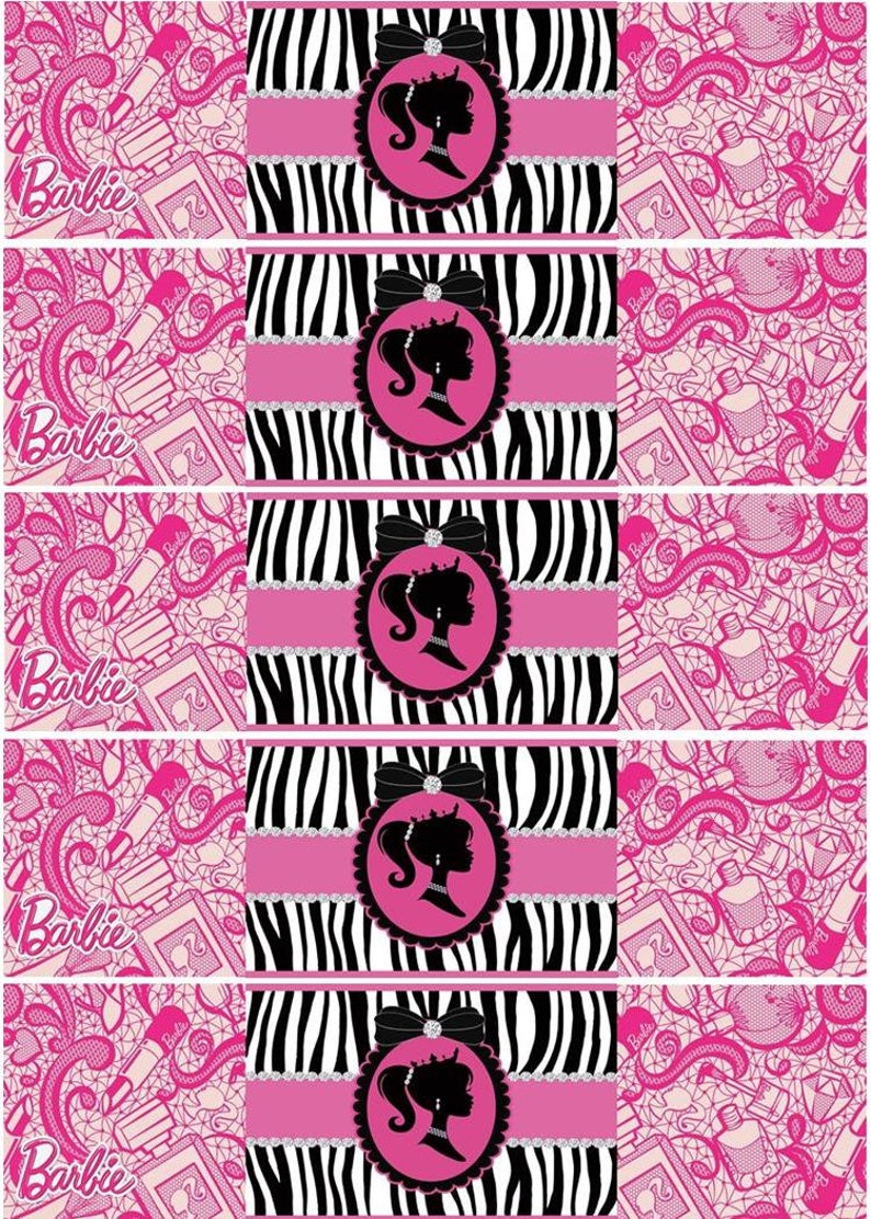 Barbie Barbie Water Bottle Labels Birthday Girl Girl Birthday Party ...