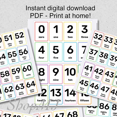 1-100 Flash Cards for Pre-school / Kindergarten - Etsy